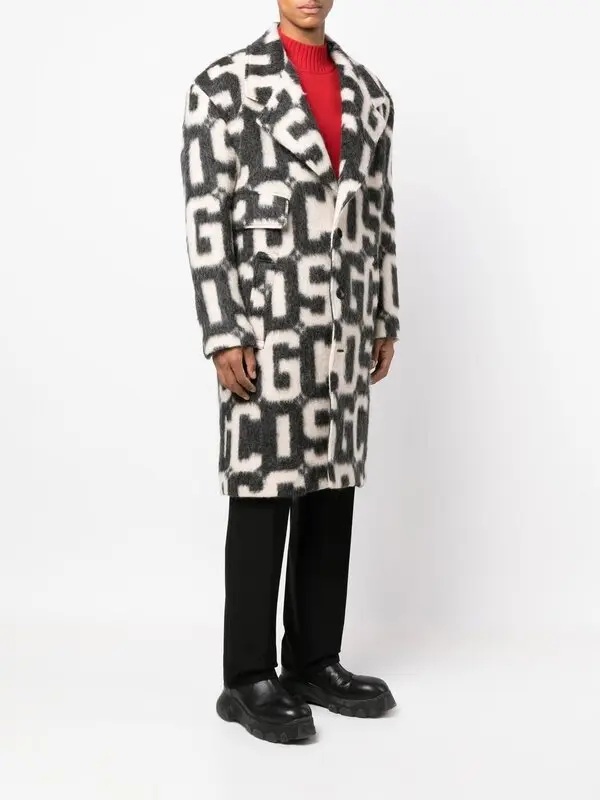 Gcds Monogram-print Single-breasted Coat