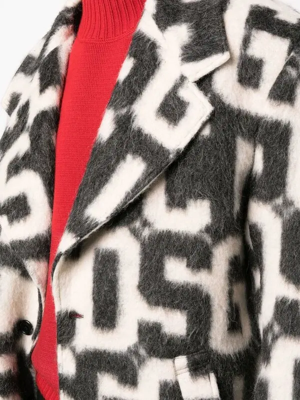 Gcds Monogram-print Single-breasted Coat