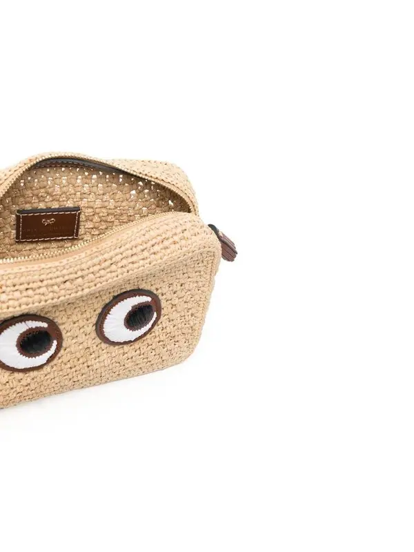 ANYA HINDMARCH Eyes-appliqué Woven Crossbody Bag - Neutrals