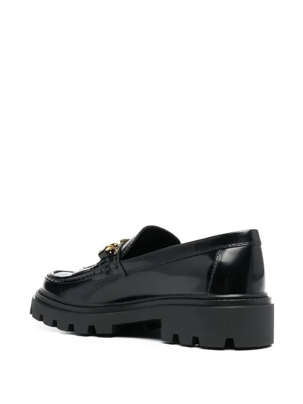 TOD'S Fringed Leather Loafers - Black