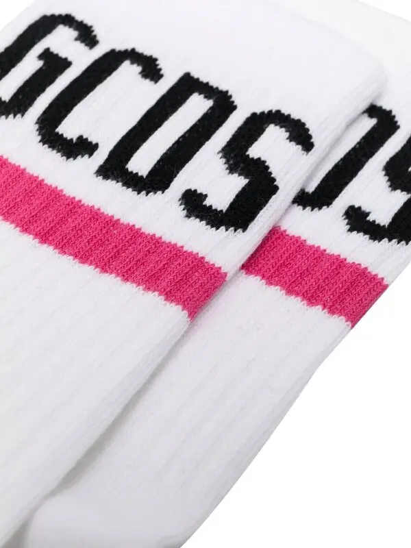 Gcds Intarsia-knit Logo Socks - White