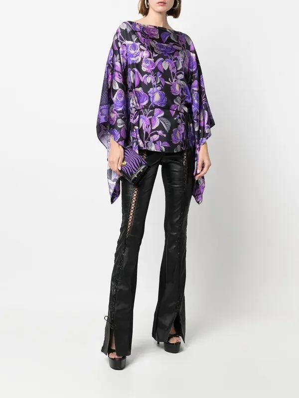 Roberto Cavalli Rose-print Silk Blouse