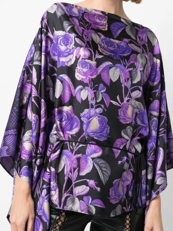 Roberto Cavalli Rose-print Silk Blouse