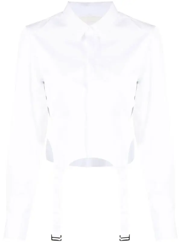 DION LEE Garter Bib Long-sleeve Shirt - White