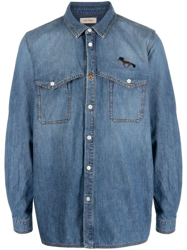 Nick Fouquet Press-stud Fastening Denim Shirt - Blue