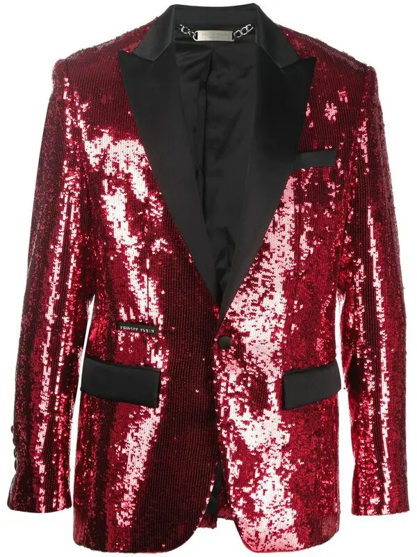 Philipp Plein Sequin Single-breasted Blazer - Red
