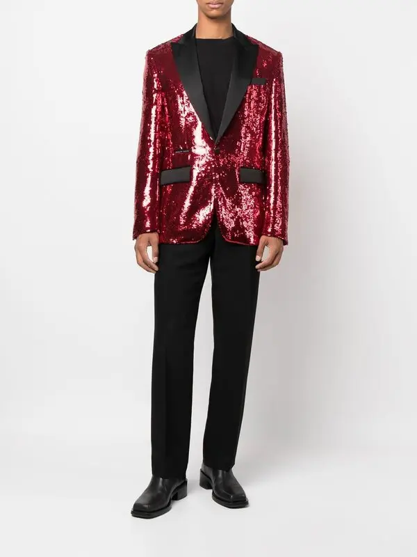 Philipp Plein Sequin Single-breasted Blazer - Red