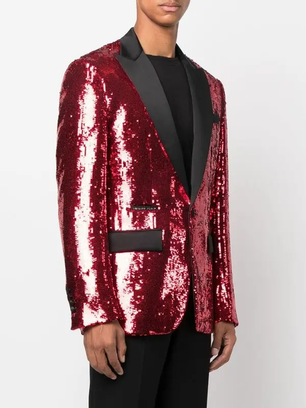 Philipp Plein Sequin Single-breasted Blazer - Red