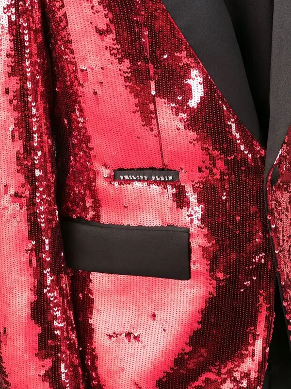 Philipp Plein Sequin Single-breasted Blazer - Red