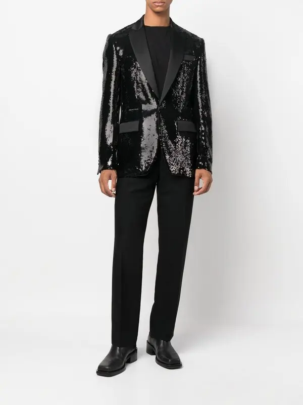 Philipp Plein Sequin Single-breasted Blazer - Black