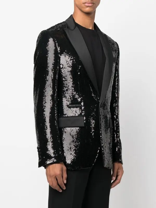 Philipp Plein Sequin Single-breasted Blazer - Black