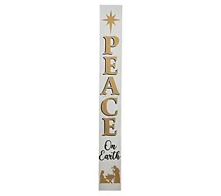 GLITZHOME 60'h Wooden Nativity Peace Porch Sign - One-color