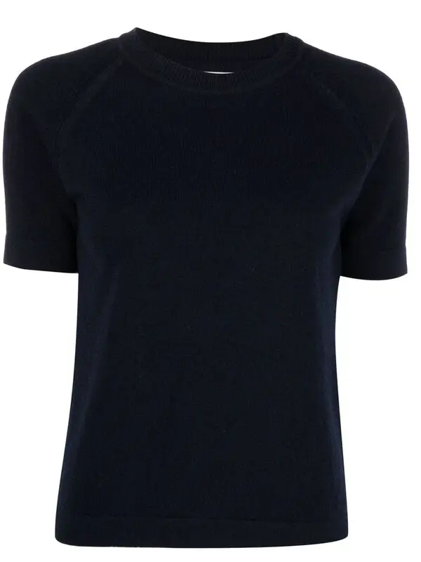 BARRIE Short-sleeve Cashmere Knit Top - Blue