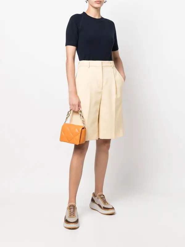 BARRIE Short-sleeve Cashmere Knit Top - Blue