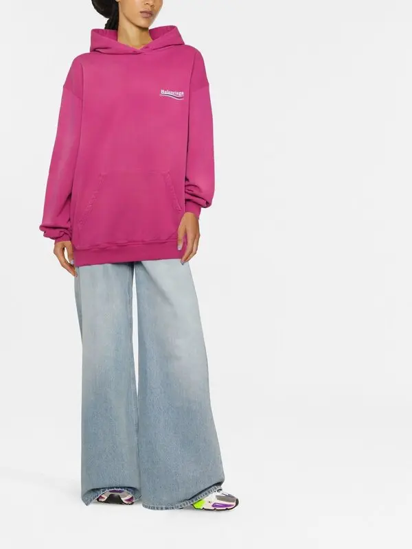 Balenciaga Embroidered Logo Hoodie - Pink