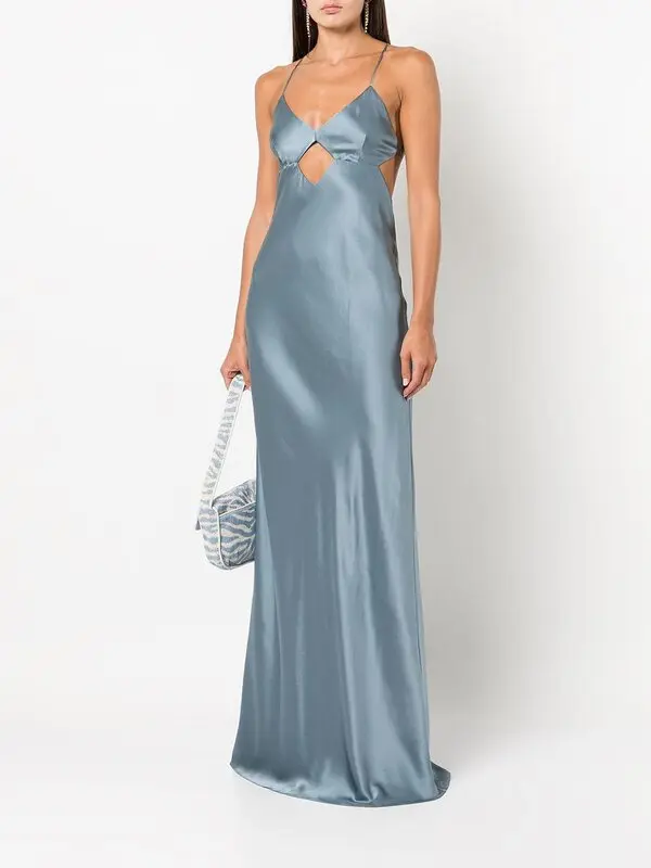 Michelle Mason Cut-out Silk Gown - Blue
