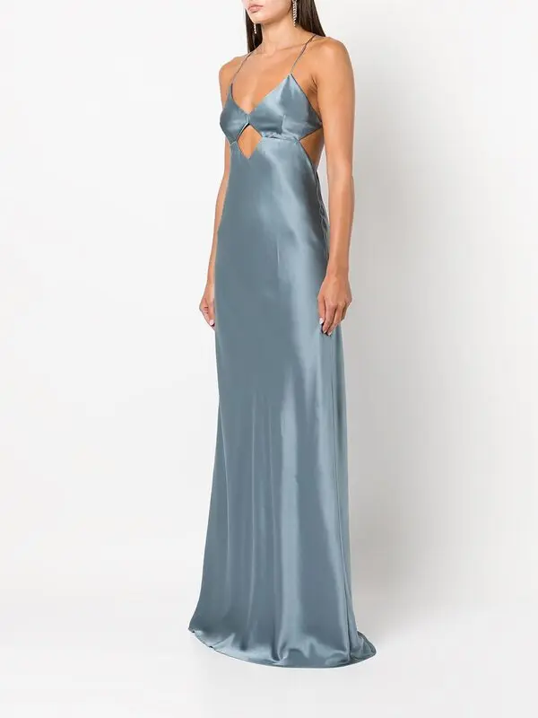 Michelle Mason Cut-out Silk Gown - Blue