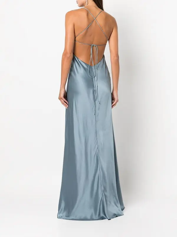 Michelle Mason Cut-out Silk Gown - Blue