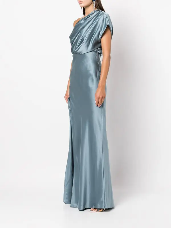 Michelle Mason Asymmetric Open Back Gown - Blue