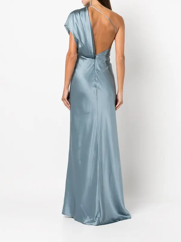 Michelle Mason Asymmetric Open Back Gown - Blue