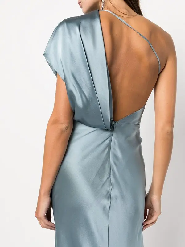 Michelle Mason Asymmetric Open Back Gown - Blue