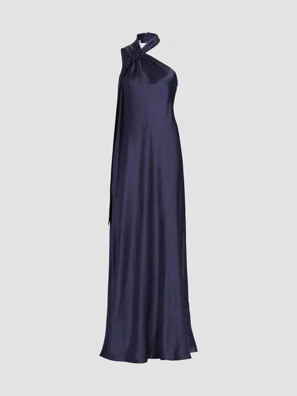 Galvan Ushuaia Satin Tieneck Gown - Midnight