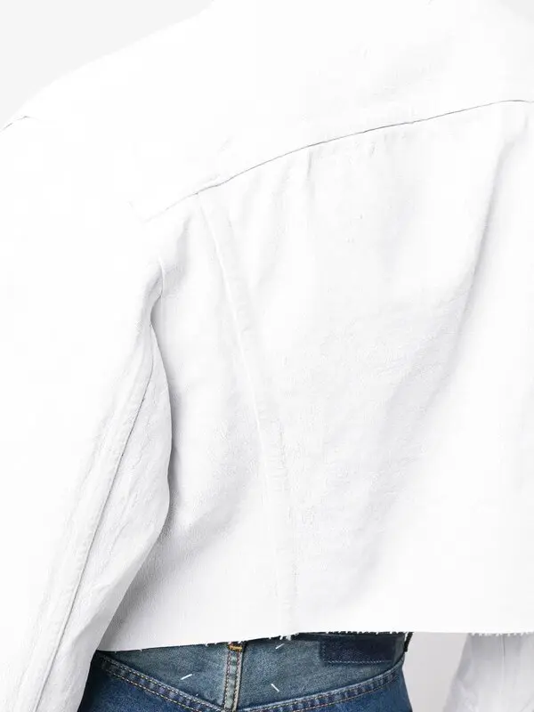 MAISON MARGIELA Collarless Cropped Denim Jacket - White
