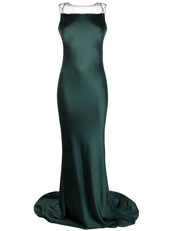 MAISON MARGIELA Satin Fishtail Gown - Green