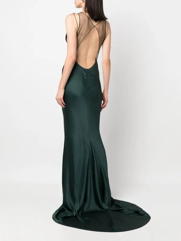 MAISON MARGIELA Satin Fishtail Gown - Green