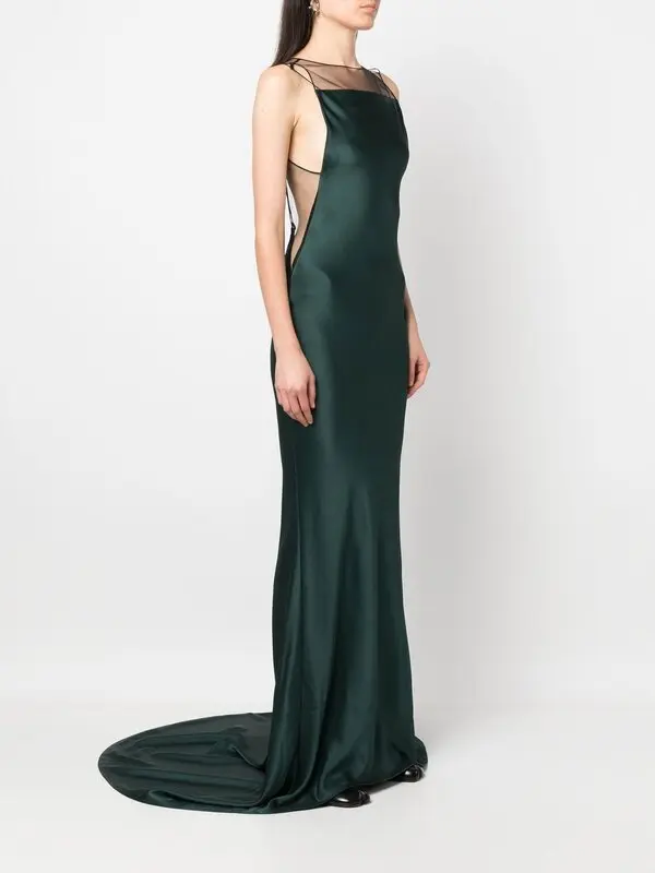 MAISON MARGIELA Satin Fishtail Gown - Green