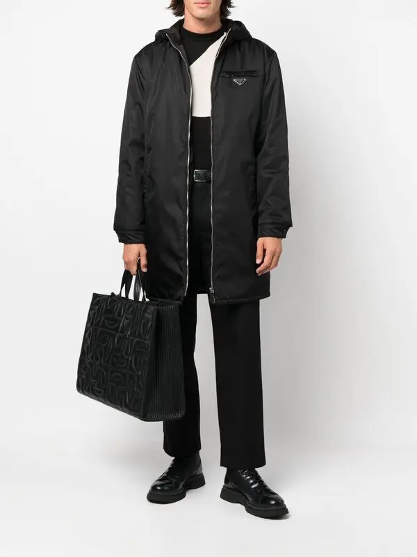 Prada Triangle-Logo Zip-Up Parka - Black | Editorialist