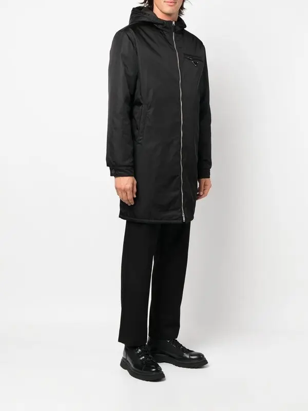 Prada Triangle-Logo Zip-Up Parka - Black | Editorialist