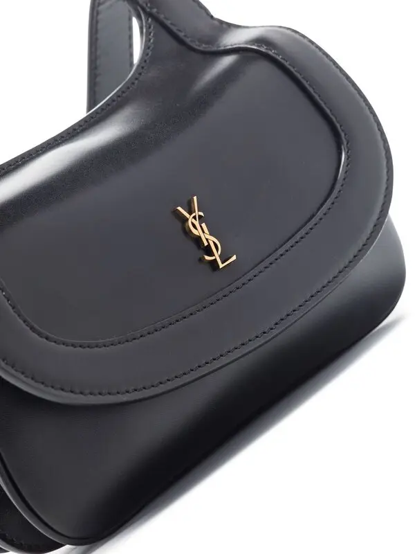 Saint Laurent Mini Charlie Leather Shoulder Bag Black Editorialist