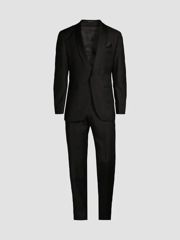 SAKS FIFTH AVENUE Collection Satin Shawl Collar Wool Tuxedo - Black