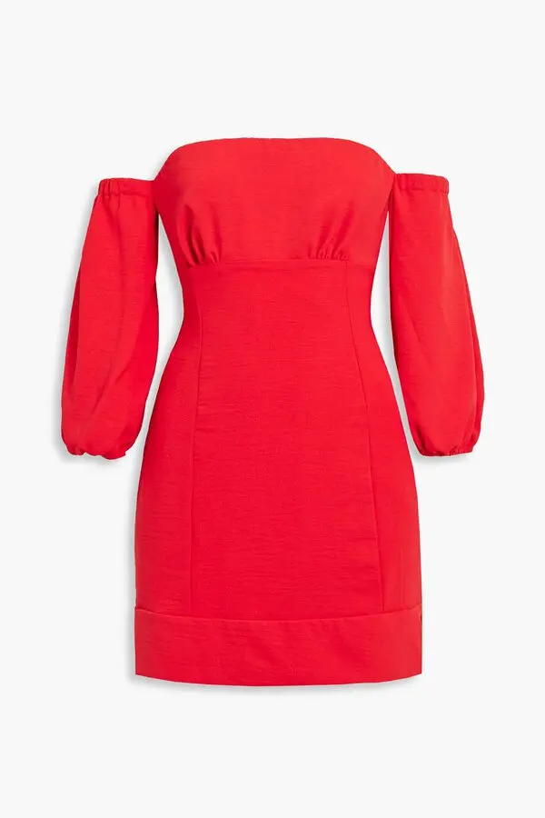 VIX PAULA HERMANNY Mercia Offtheshoulder Gathe Textu Crepe Mini Dress - Red