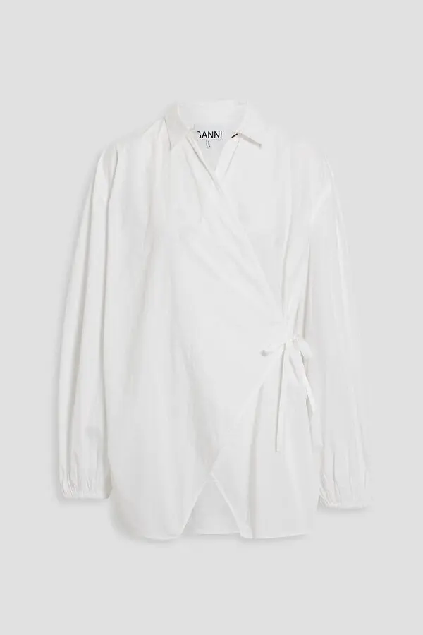 GANNI Cottonpoplin Wrap Blouse