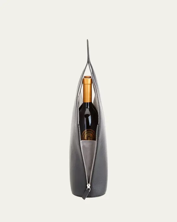 ROYCE NEW YORK Personalized Leather Double Wine Champagne Carrying Case - Black