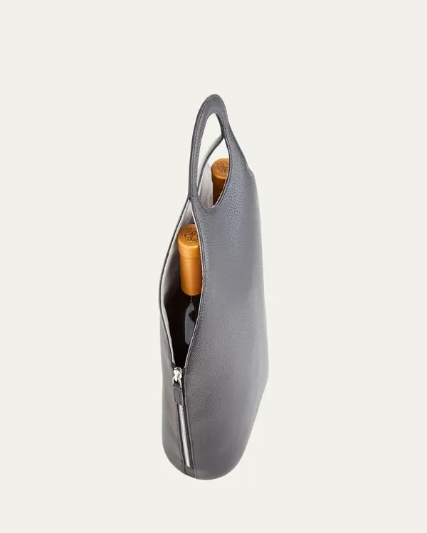 ROYCE NEW YORK Personalized Leather Double Wine Champagne Carrying Case - Black