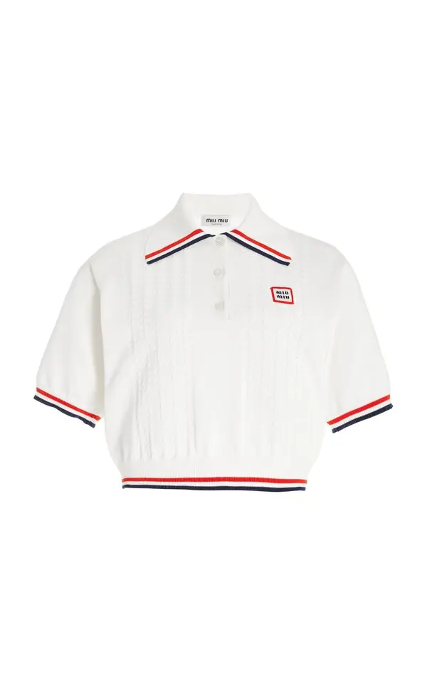 Miu Miu Silk-cotton Polo Sweater - White