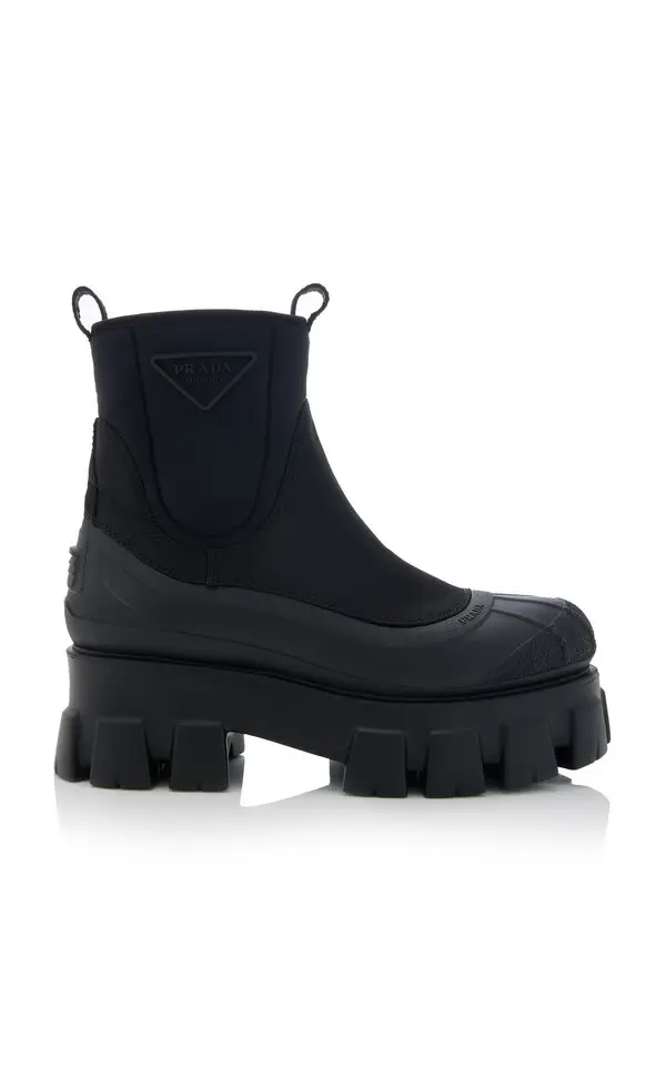 Prada Monolith Gabardine; Rubber Boots