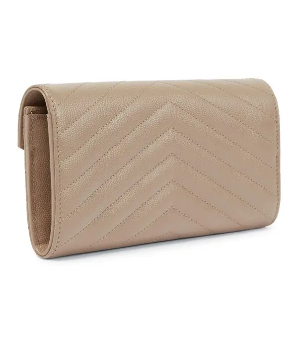 Saint Laurent Monogram Large Leather Wallet - Beige