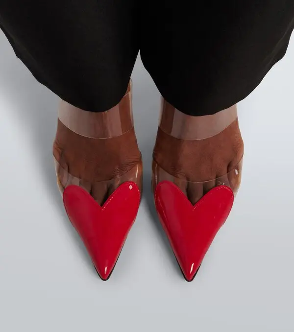 AZZEDINE ALAIA Cœur Patent Leather And Pu Mules - Red