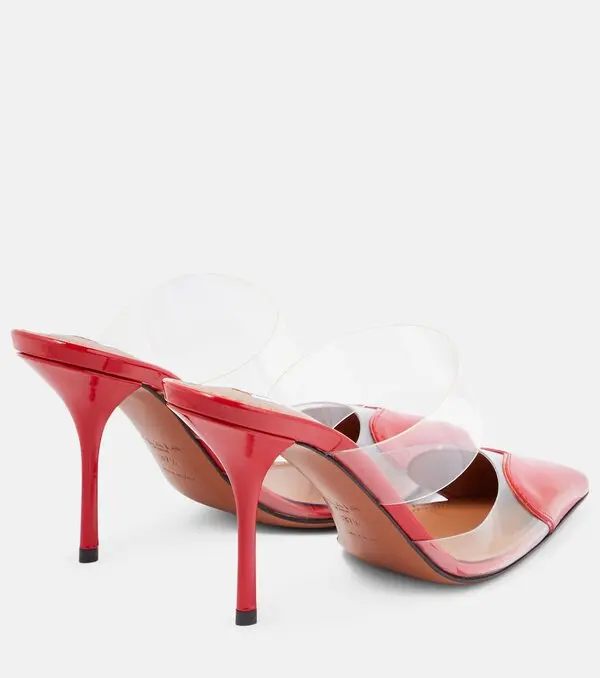 AZZEDINE ALAIA Cœur Patent Leather And Pu Mules - Red