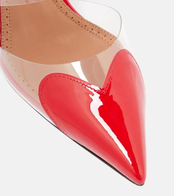 AZZEDINE ALAIA Cœur Patent Leather And Pu Mules - Red