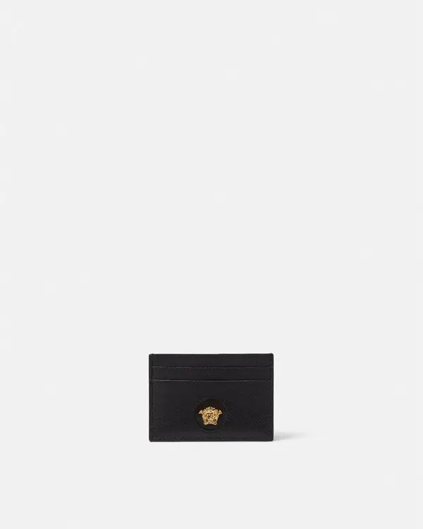 Versace La Medusa Leather Card Holder - Black+gold