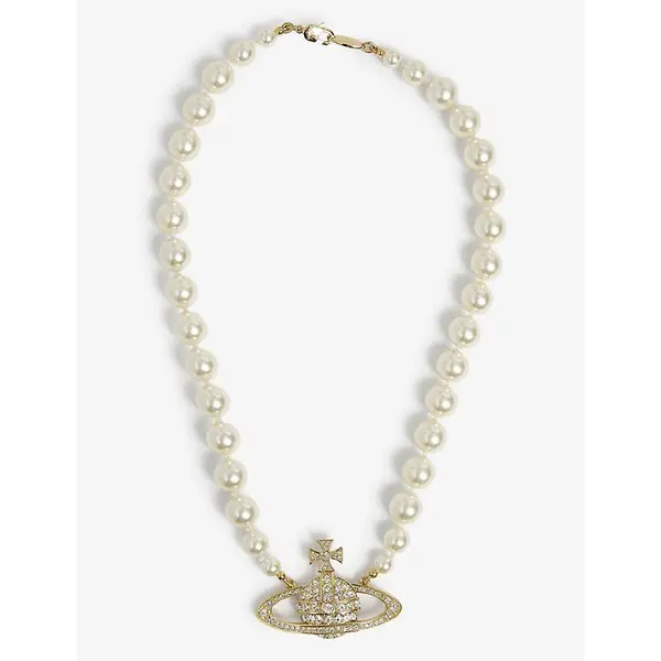 VIVIENNE WESTWOOD Bas Relief Pearl Choker - Gold/cream/crystal
