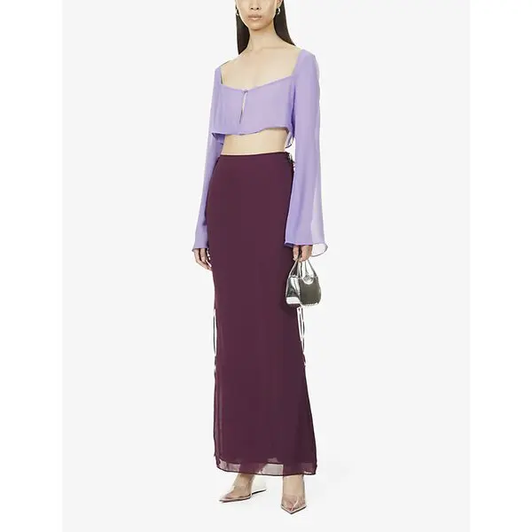 House Of Cb Amalfi Side-split Mesh Maxi Skirt