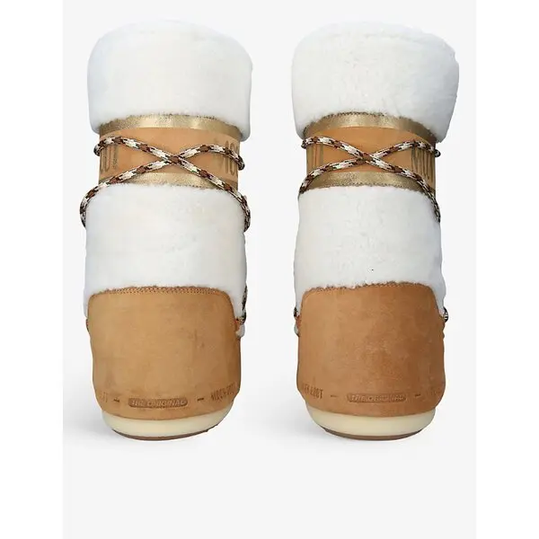 Moon Boot Icon Logo-print Shearling And Suede Snow Boots - Tan Comb