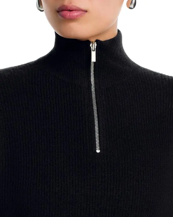 Aqua 100% Cashmere Quarter Zip Sweater