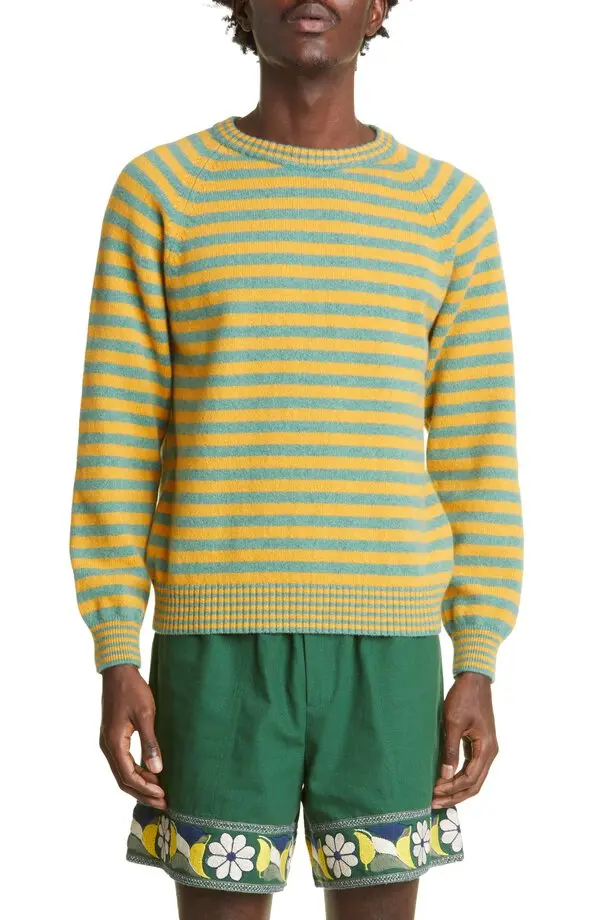 BODE Turmeric Stripe Merino Wool Sweater